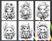 50 Flower Gnomes Grayscale Coloring Pages Printable for Adults Kids, P ...