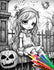 50 Ghoulish Girls Grayscale Coloring Pages Printable for Adults, PDF F ...