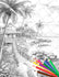 Beautiful Tropical Beach Grayscale Coloring Pages Printable for Adults ...