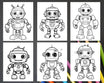 210 Robot Coloring Pages for Kids | Educational Preschool Activity Book ...