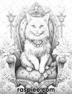 50 Royal King Cat Grayscale Coloring Pages for Adults, Printable PDF I ...