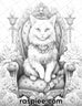 50 Royal King Cat Grayscale Coloring Pages for Adults, Printable PDF I ...