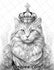 50 Royal King Cat Grayscale Coloring Pages for Adults, Printable PDF I ...