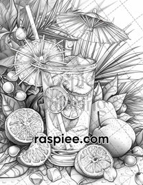 62 Relaxing Summer Grayscale Adult Coloring Pages Printable Pdf Instan