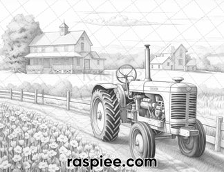 40 Spring Farm Life Grayscale Adult Coloring Pages, Printable PDF Inst ...