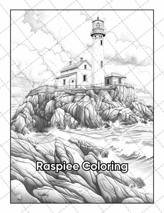 101 Relaxing Landscapes Grayscale Adult Coloring Pages Printable PDF I ...