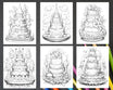 38 Whimsical Cakes Grayscale Coloring Pages for Adults, PDF File Insta ...