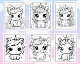 150 Adorable Kawaii Unicorn Printable Coloring Pages for Kids, Printab ...