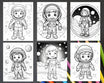 50 Cute Astronaut Adventures Coloring Pages Printable for Kids, PDF Fi ...