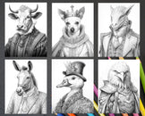 80 Gothic Animals Grayscale Adult Coloring Pages, Printable PDF Instan ...
