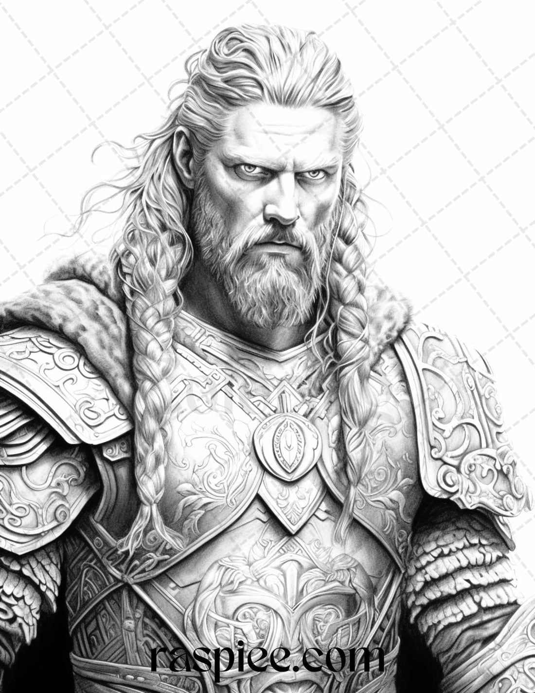55 Viking Warriors Portrait Grayscale Coloring Pages Printable for Adu