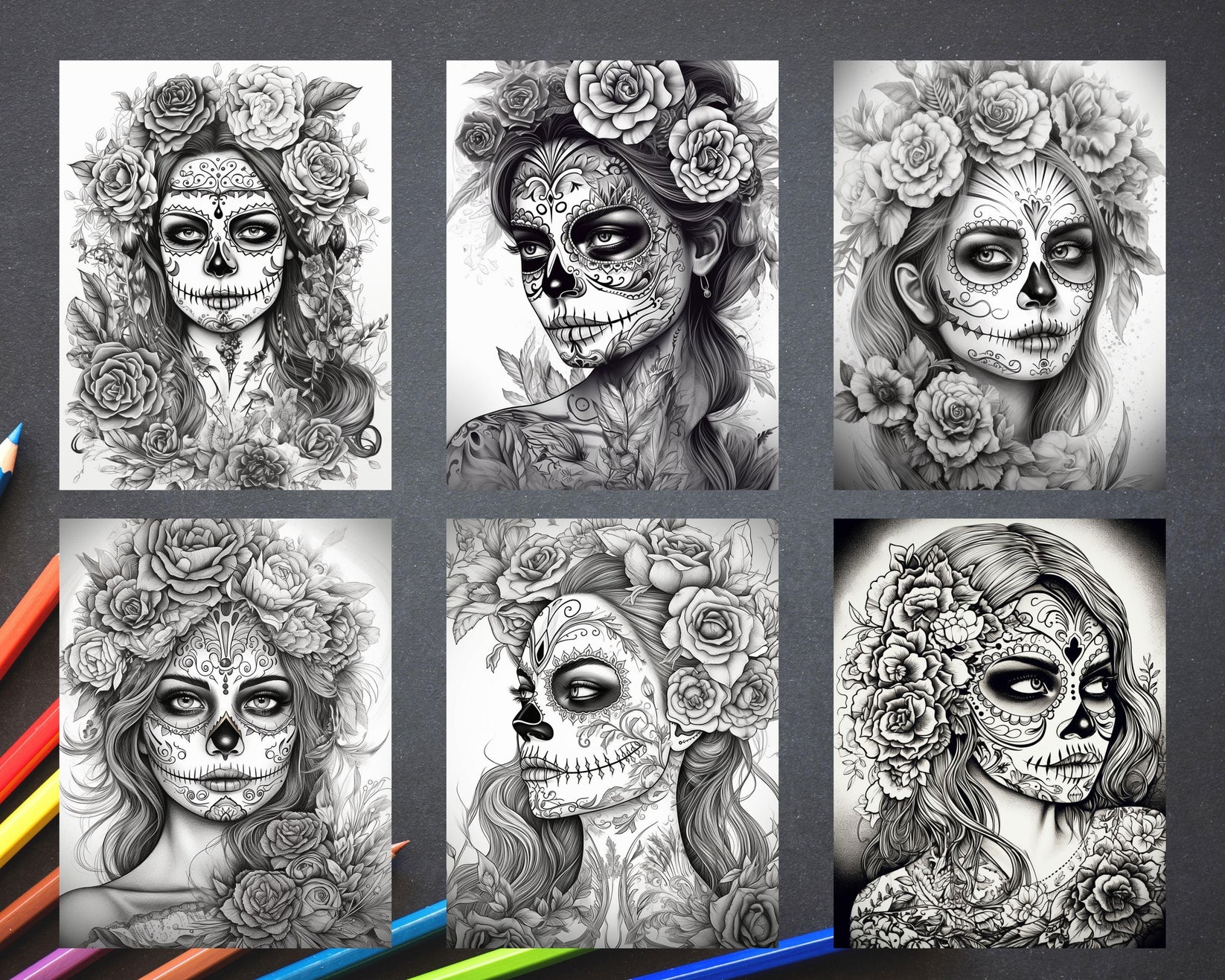 30 Printable Horror Bride Coloring Pages for Adults, Gothic Wedding Gr