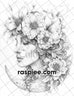 60 Boho Moon Floral Grayscale Adult Coloring Pages Printable PDF Insta ...