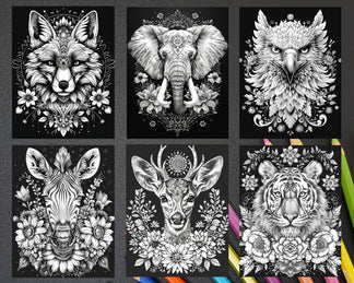 87 Spirit Animals Grayscale Adult Coloring Pages Printable PDF Instant ...