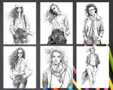 50 Streetwear Fashion Grayscale Coloring Pages Printable for Adults, P ...