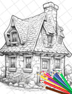 40 Stone Cottage Houses Grayscale Coloring Pages Printable for Adults ...