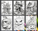 Spooky Pumpkin Halloween Adult Coloring Pages Printable PDF Instant Do ...