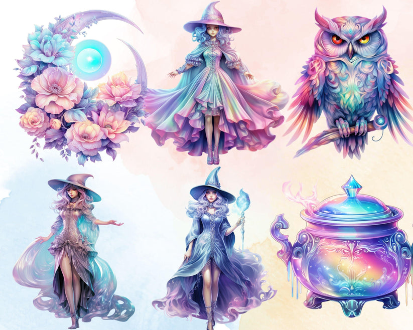 24 PNG Pastel Halloween Witch Clipart, Halloween Witch Illustrations ...