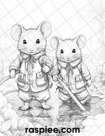 50 Enchanting Fairytale Mice Grayscale Coloring Pages Printable for Ad ...