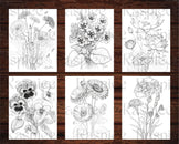 30 Botanical Flowers Printable Coloring Pages for Adults, Floral Grays ...