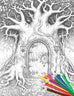 40 Magical Forest Gates Grayscale Coloring Pages Printable for Adults ...