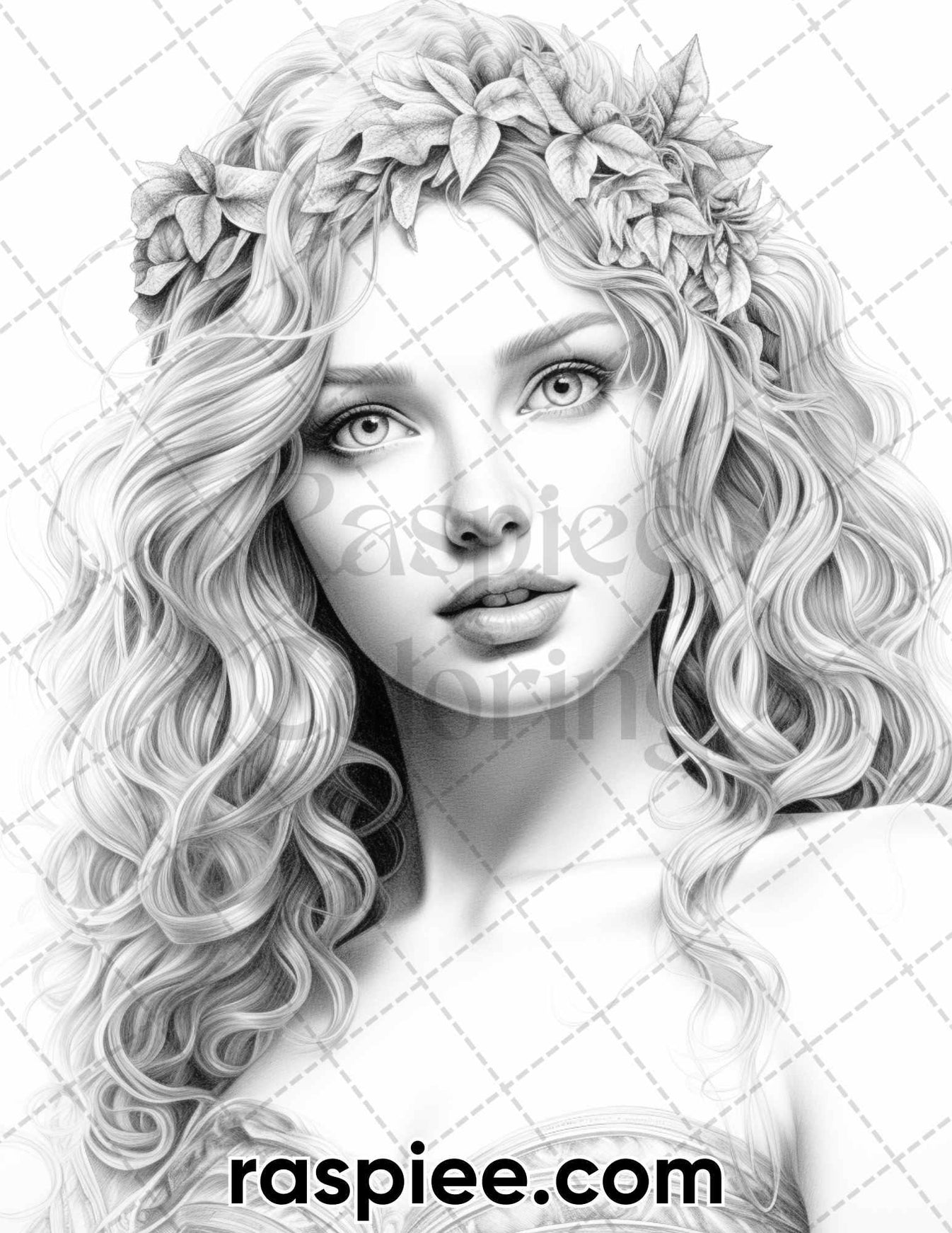 52 Mythology Gods Grayscale Coloring Pages for Adults, Printable PDF I