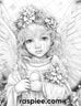 55 Christmas Angel Grayscale Coloring Pages for Adults, Printable PDF ...