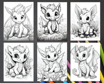 200 Woodland Baby Dragons Coloring Pages for Kids, Printable PDF Insta ...