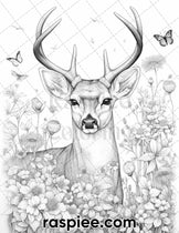 55 Enchanting Spring Animals Grayscale Adult Coloring Pages, Printable ...