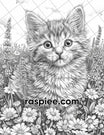 77 Baby Animals with Flowers Grayscale Adult Coloring Pages Printable ...