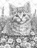 77 Baby Animals with Flowers Grayscale Adult Coloring Pages Printable ...