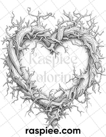 55 Gothic Valentines Day Grayscale Adult Coloring Pages, Printable PDF ...
