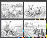 40 Spring Farm Life Grayscale Adult Coloring Pages, Printable PDF Inst ...