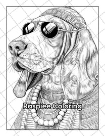 50 Dogs Dressed Up Adult Coloring Pages Printable PDF Instant Download ...
