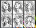50 Vintage Spring Pin Up Girls Grayscale Adult Coloring Pages, Printab ...