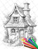 40 Stone Cottage Houses Grayscale Coloring Pages Printable for Adults ...