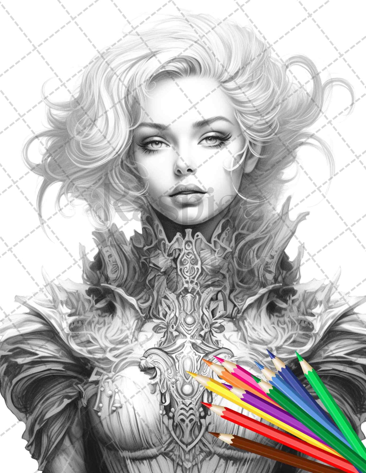 40 Beautiful Gothic Girls Grayscale Coloring Pages Printable for Adult