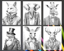 80 Gothic Animals Grayscale Adult Coloring Pages, Printable PDF Instan ...