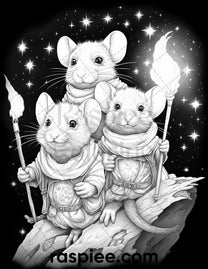 50 Enchanting Fairytale Mice Grayscale Coloring Pages Printable for Ad ...