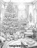 40 Christmas Interior Decorations Grayscale Coloring Pages for Adults ...