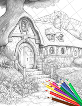 43 Enchanted Hobbiton Houses Grayscale Coloring Pages Printable for Ad ...