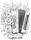 30 Musical Instrument Flower Grayscale Coloring Pages Printable for Ad ...