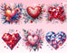 Romantic Valentine Heart Clipart Bundle, 52 PNG High-Res Files for Com ...