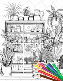 38 Indoor Houseplants Coloring Pages Printable for Adults, Grayscale C ...