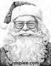 63 Christmas Santa Claus Grayscale Coloring Pages for Adults, Printabl ...