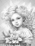 55 Christmas Angel Grayscale Coloring Pages for Adults, Printable PDF ...
