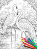 Flamingo Oasis Grayscale Coloring Pages Printable for Adults, PDF File ...
