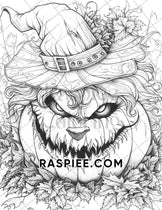 Spooky Pumpkin Halloween Adult Coloring Pages Printable PDF Instant Do ...