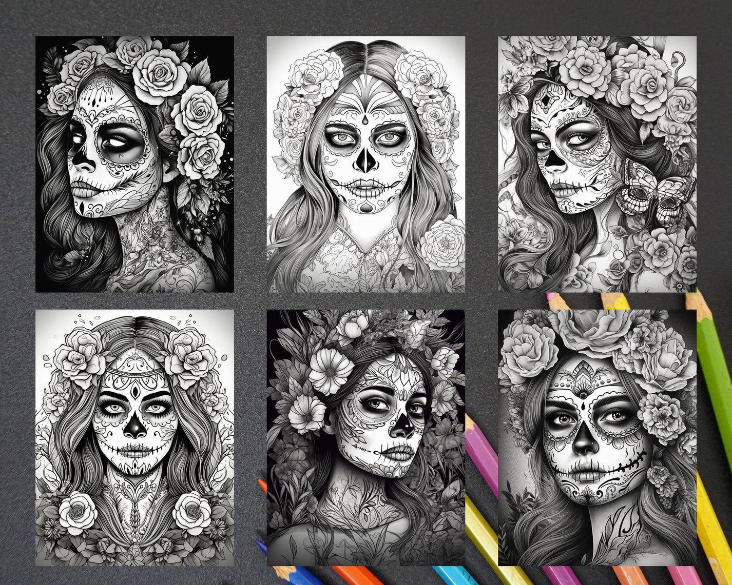 30 Printable Horror Bride Coloring Pages for Adults, Gothic Wedding Gr