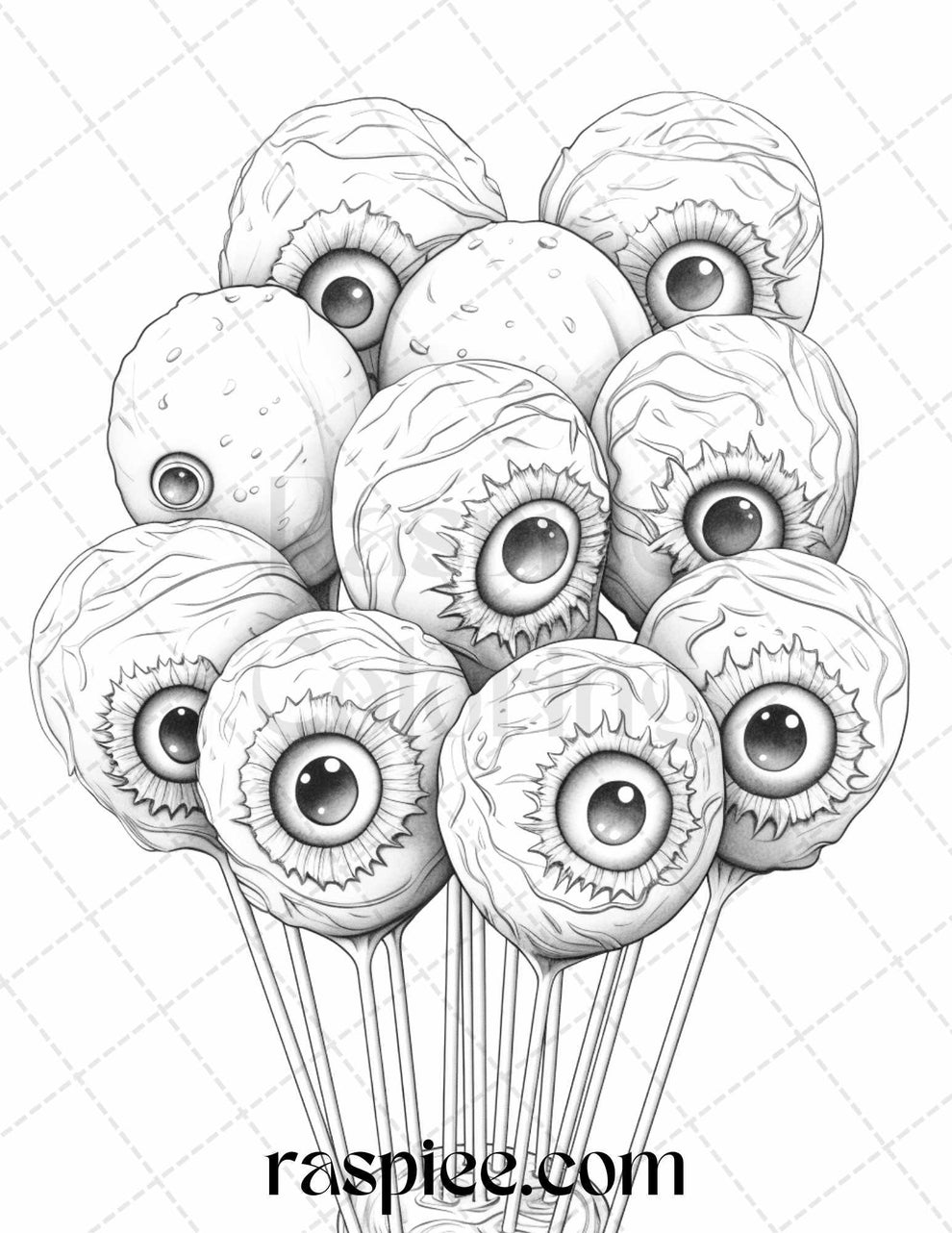 68 Halloween Spooky Desserts Grayscale Coloring Pages Printable for Ad